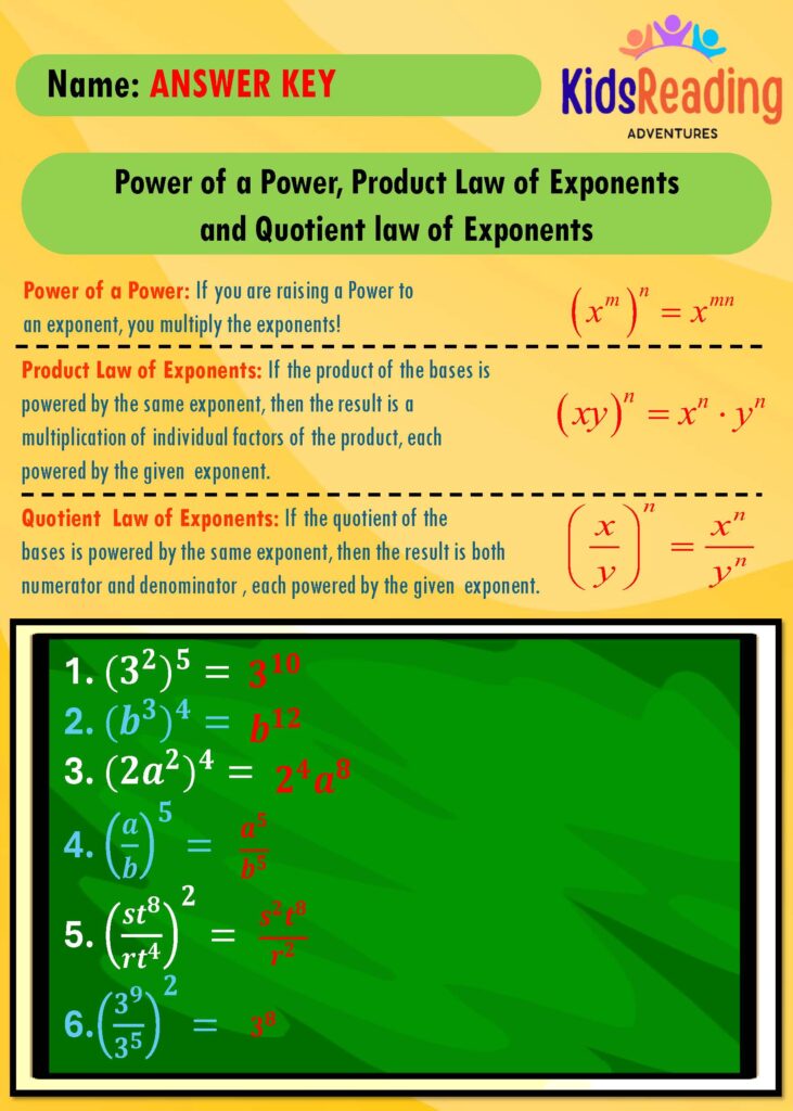 Math: The Properties of Exponents (PDF) – Kids Reading Adventures